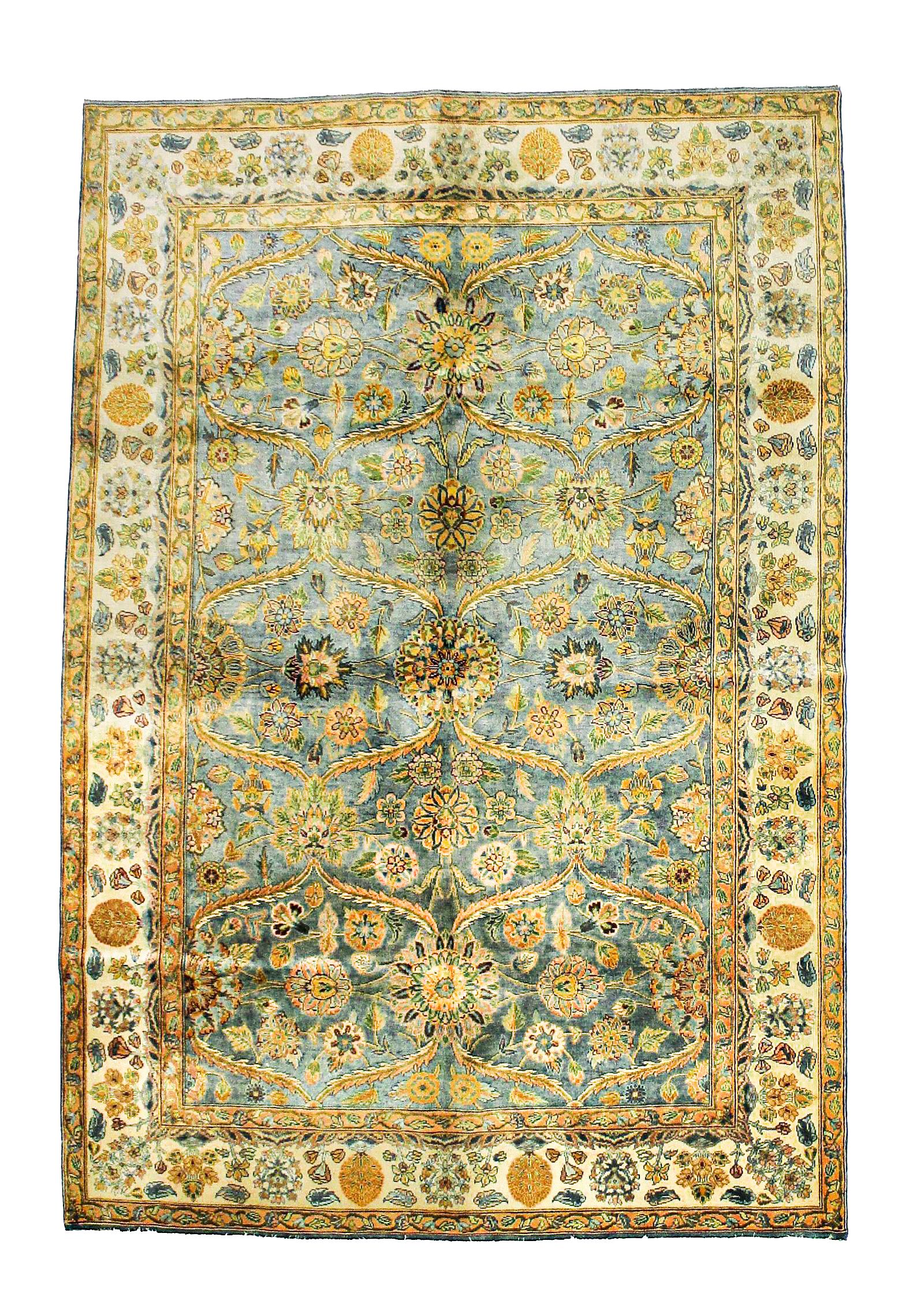 Green Farahan Rug #17544 • 6′0″ x 8′10″ • Wool on Cotton • Hasan's Rugs