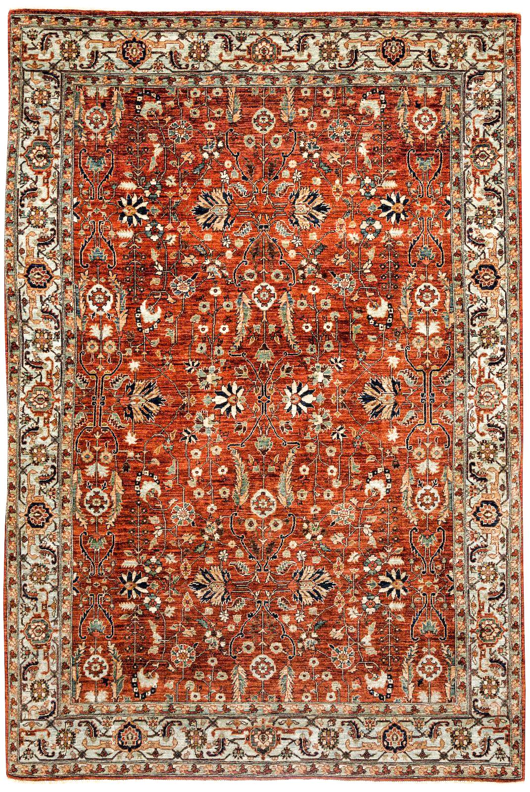 Rust FARYAB Rug #9381 • 5′11″ x 8′10″ • 100% Wool • Hasan's Rugs
