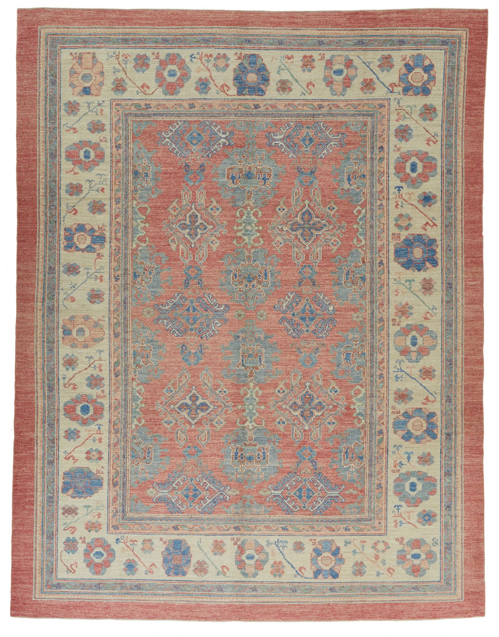 Rust Ushak Rug #17578 • 9′2″ x 11′9″ • 100% Wool • Hasan's Rugs