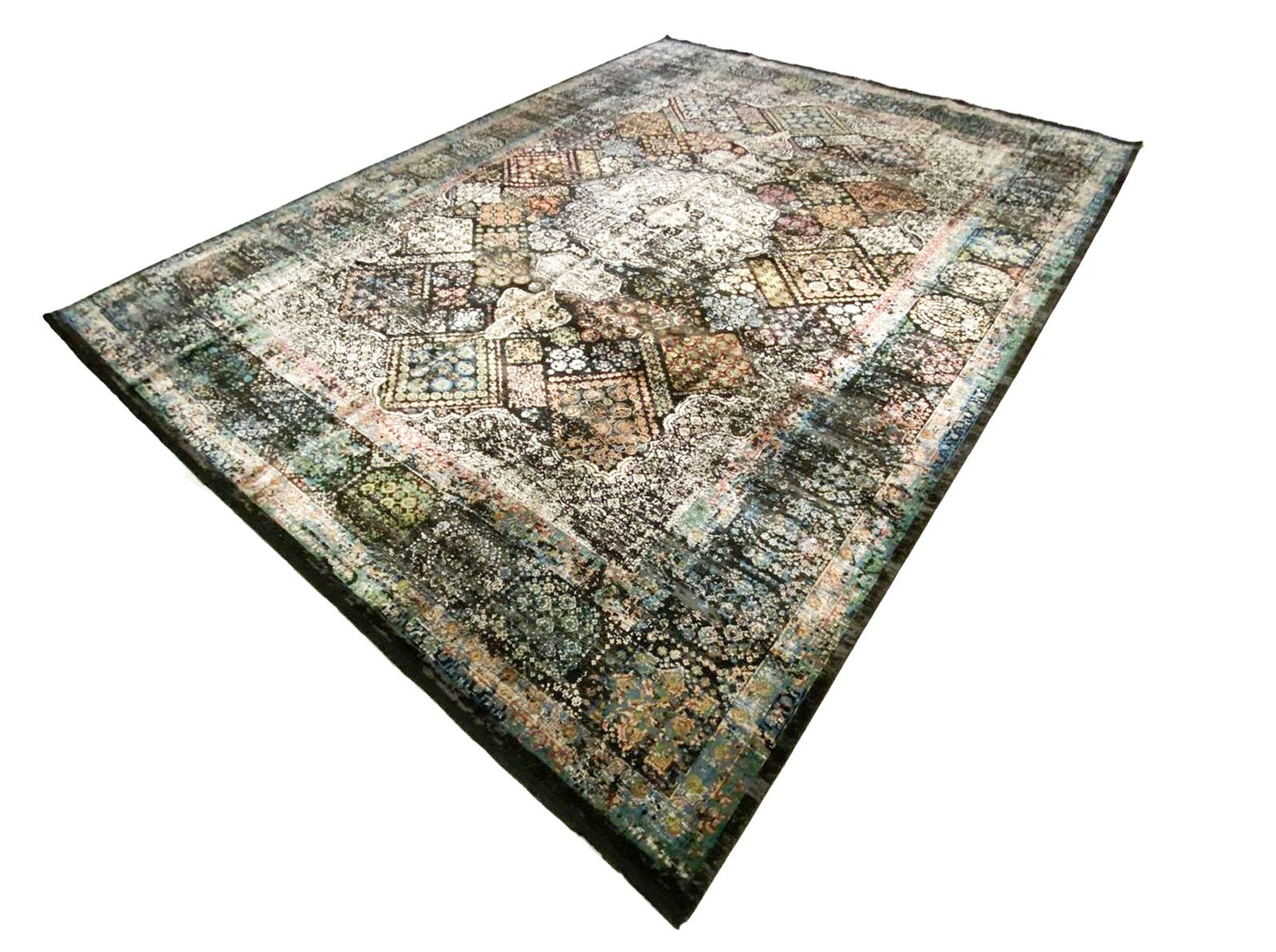 Multicolor ANTEP Rug #16270 • 9′9″ x 12′10″ • Recycled Wool • Hasan's Rugs