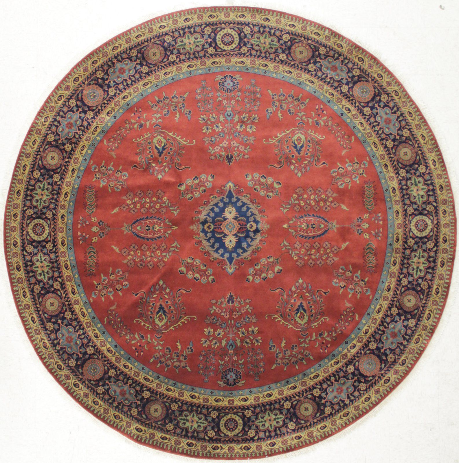 Red Saruk Rug #9244 • 9′10″ x 9′10″ • 100% Wool • Hasan's Rugs