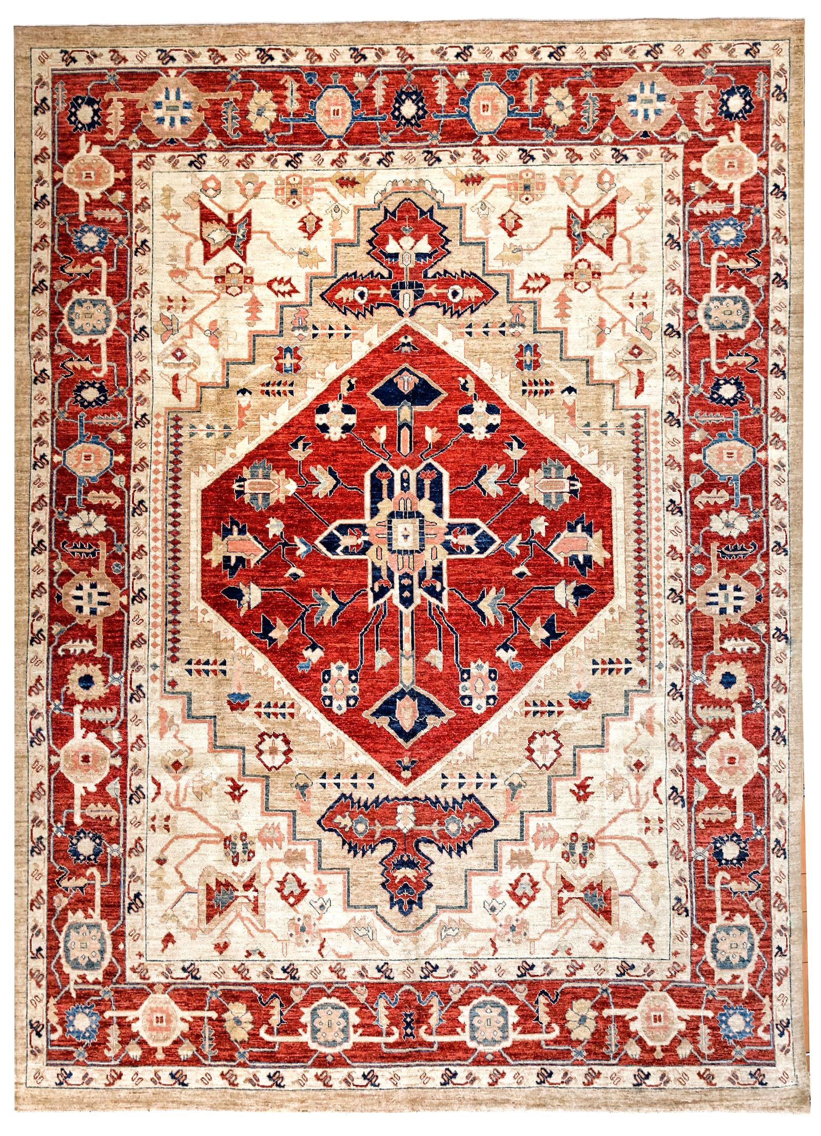 Ivory Ushak Rug #10815 • 9′2″ x 12′3″ • 100% Wool • Hasan's Rugs