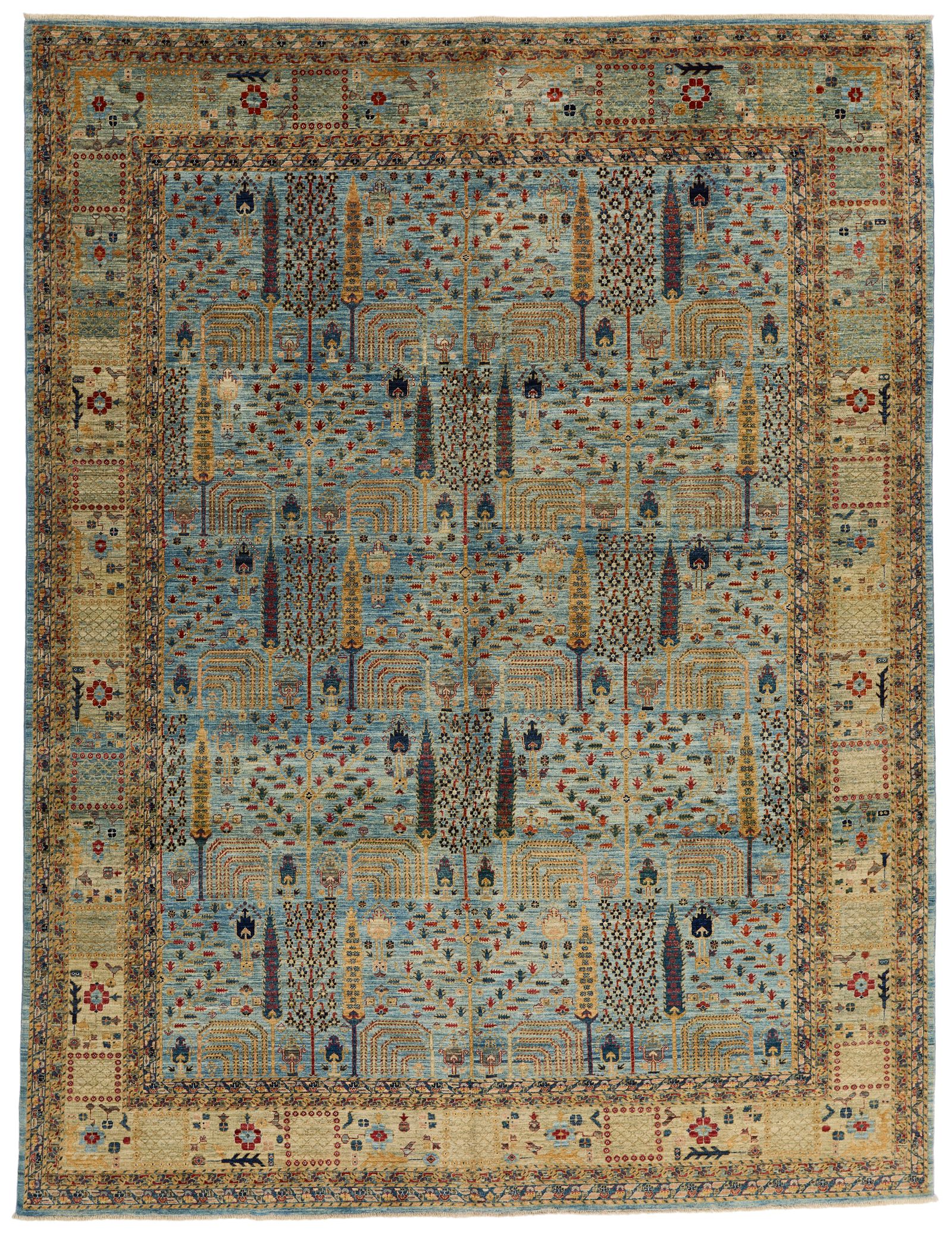 Light Blue FARYAB Rug #18127 • 8′10″ x 11′8″ • Wool on Cotton • Hasan's ...