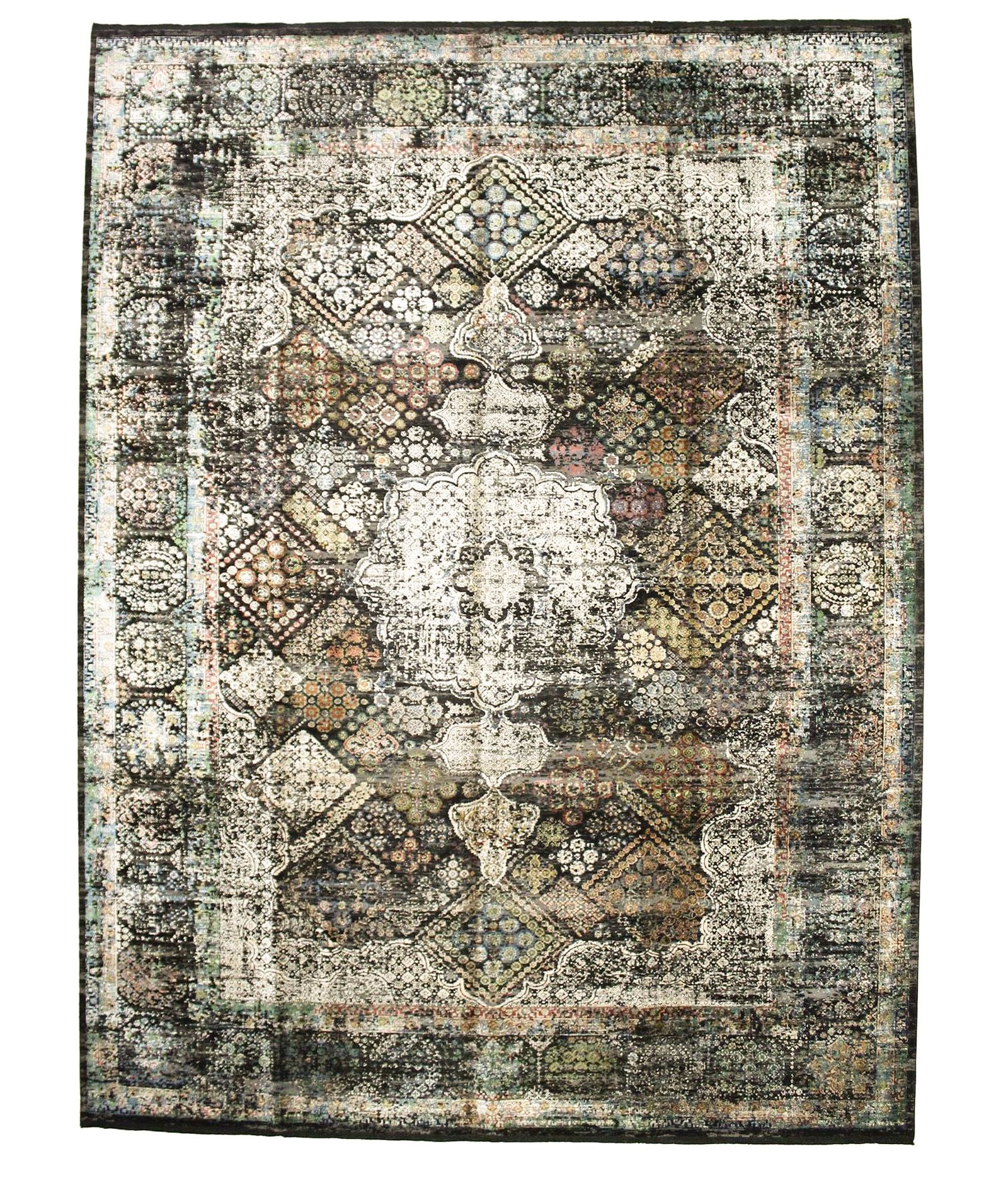 Multicolor ANTEP Rug #16270 • 9′9″ x 12′10″ • Recycled Wool • Hasan's Rugs