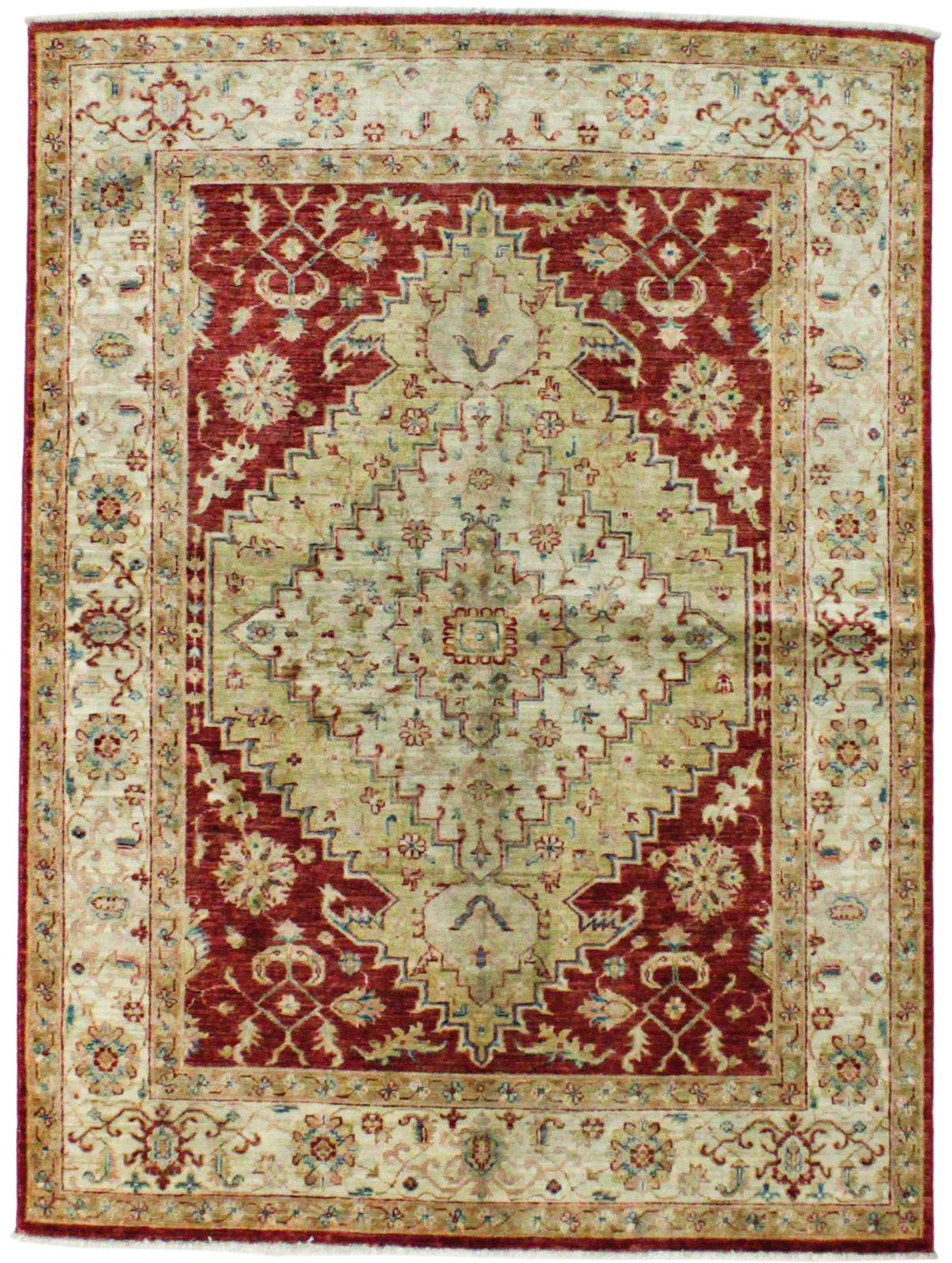 Red Ushak Rug #8831 • 4′9″ x 6′6″ • 100% Wool • Hasan's Rugs
